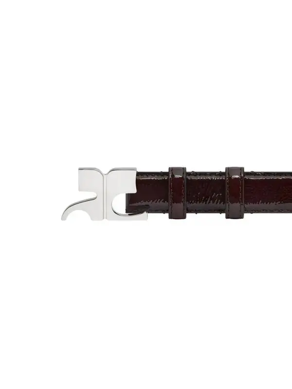 COURREGES Logo-buckled Leather Belt - Brown