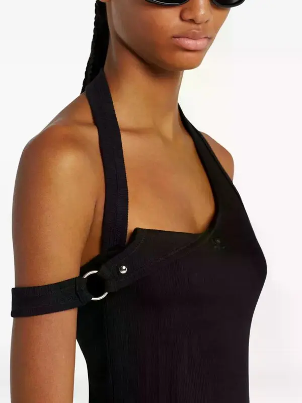 COURREGES Asymmetric Strap Tank Top - Black
