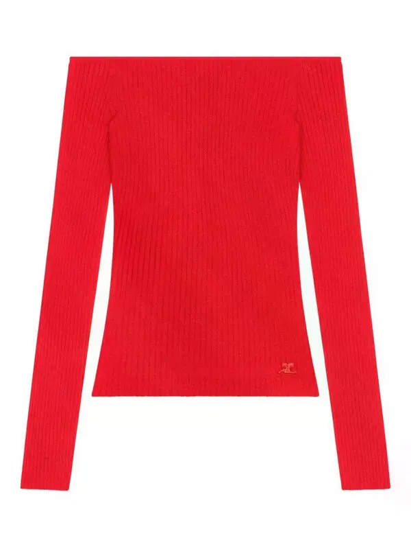 COURREGES Ribbed Off-the-shoulder Top - Red