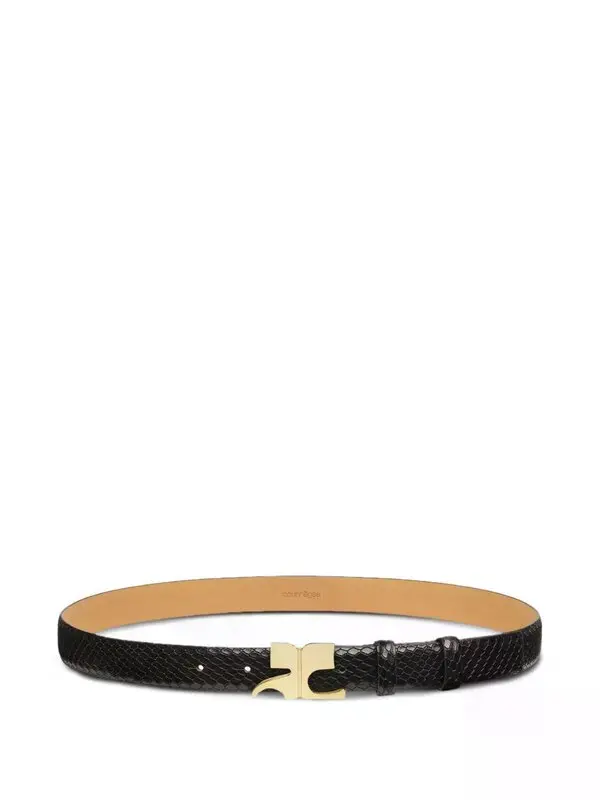 COURREGES Viper Snake-effect Leather Belt - Black