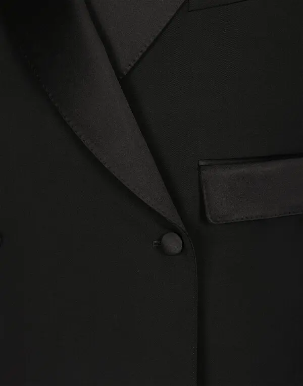 Dolce & Gabbana Short Double-breasted Wool Gabardine Tuxedo Jacket - Black