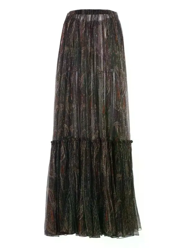 Saint Laurent Paisley Print Pleated Skirt