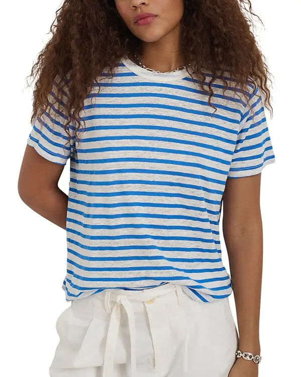 ALEX MILL Garcon Tee - Blue/off White
