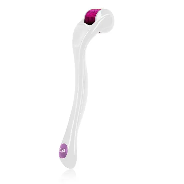 BEAUTY ORA Microneedle Face Roller System 0.25mm - Purple Head With White Handle