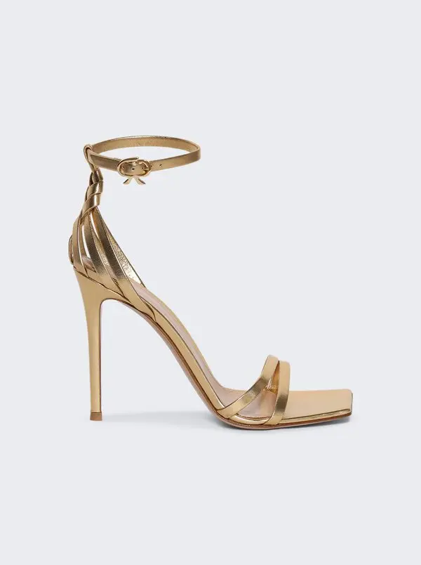 GIANVITO ROSSI Metallic Leather Heeled Sandals - Silver