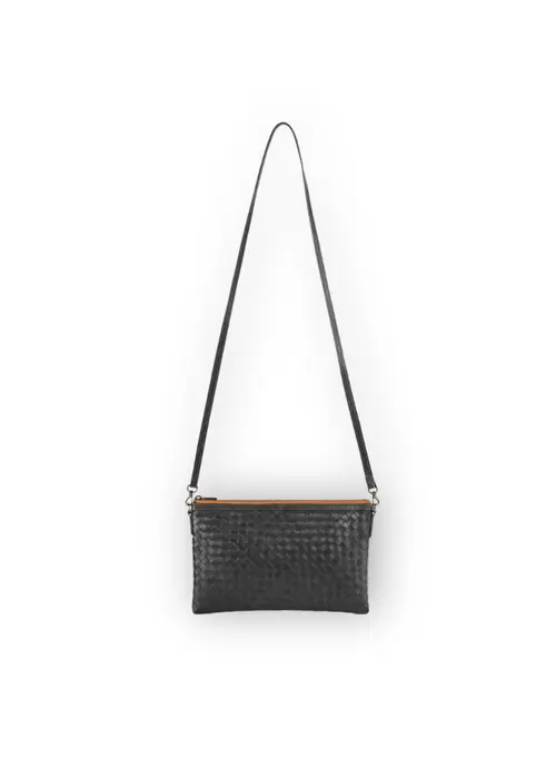 DEUX MAINS Woven Crossbody Clutch Bag - Black