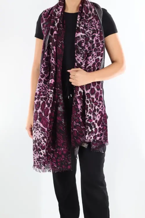 La Fiorentina Animal Print Scarf - Amethyst