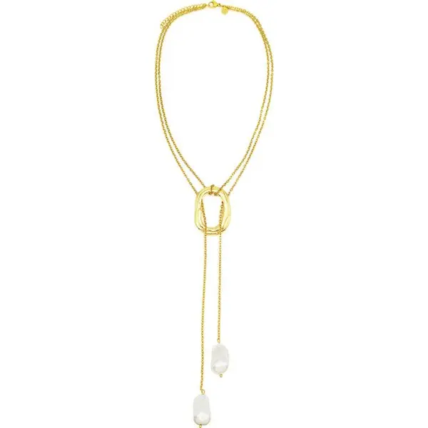 PETIT MOMENTS Solar Faux Pearl Y-necklace - Gold