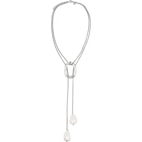 PETIT MOMENTS Solar Faux Pearl Y-necklace - Silver