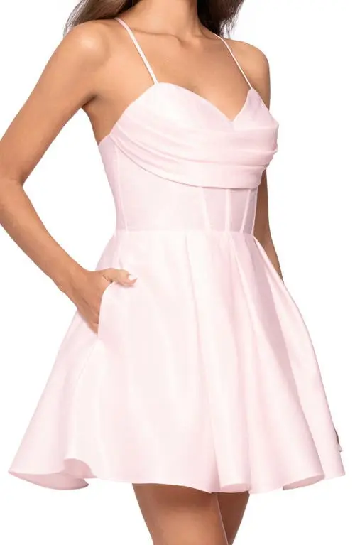 BLONDIE NITES Corset Bodice Satin Cocktail Mini Dress - Pink
