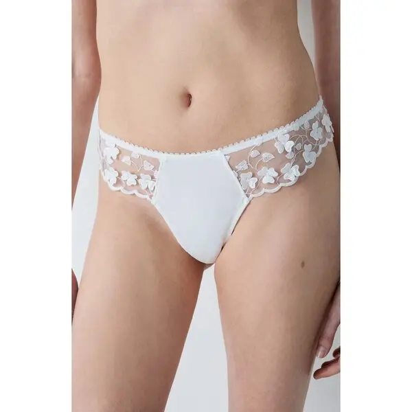 ETAM Amour Embroidered Tanga Thong - Ecru