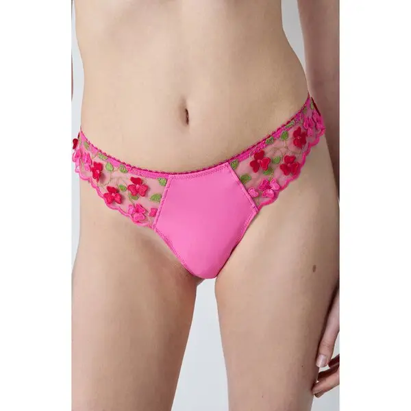 ETAM Amour Embroidered Tanga Thong - Fuchsia