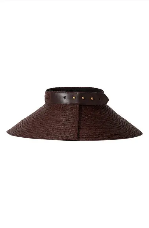 Janessa Leoné Birdie Packable Wide Brim Straw Visor - Chocolate