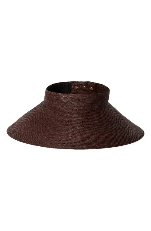 Janessa Leoné Birdie Packable Wide Brim Straw Visor - Chocolate