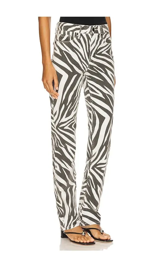 Good American Zebra Print Straight Leg Jeans