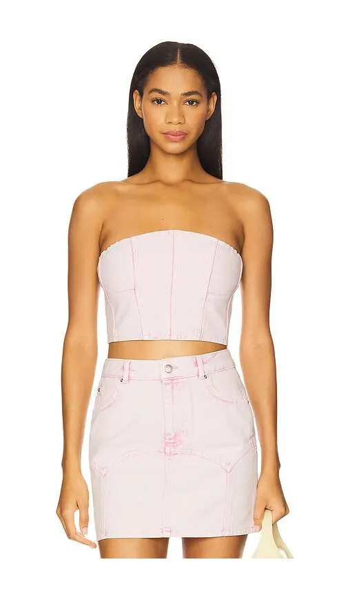 FLEUR DU MAL Colored Denim Bustier Top