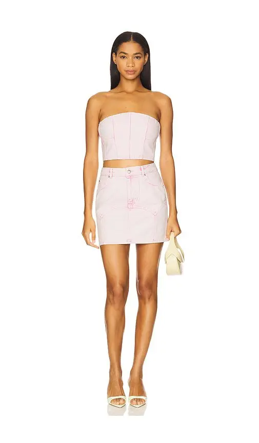 FLEUR DU MAL Colored Denim Bustier Top