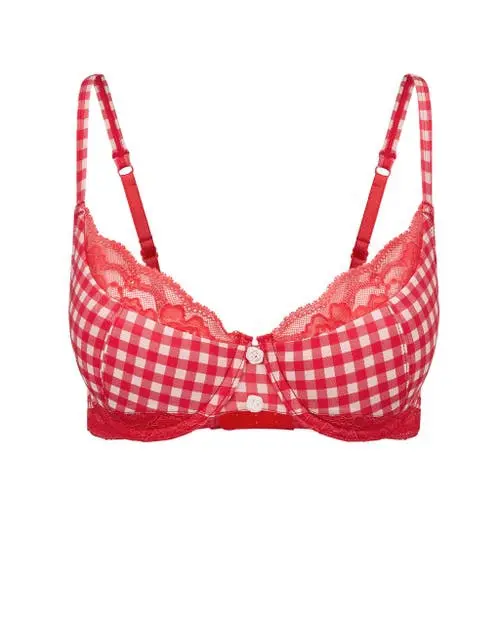 ADORE ME Gretl Contour Demi Bra - Plaid Pink