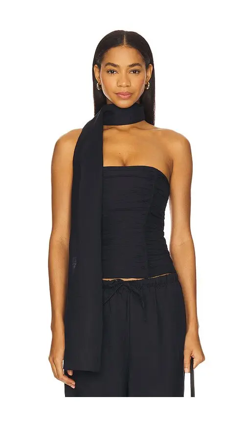 Lioness Island Bodice Top With Attached Scarf - Navy