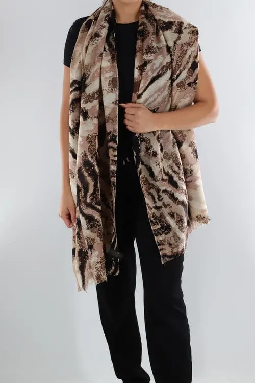 La Fiorentina Abstract Print Scarf - Brown