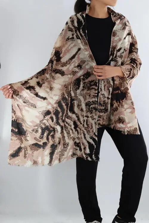 La Fiorentina Abstract Print Scarf - Brown