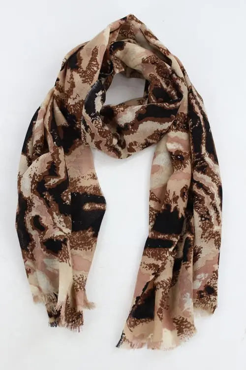 La Fiorentina Abstract Print Scarf - Brown