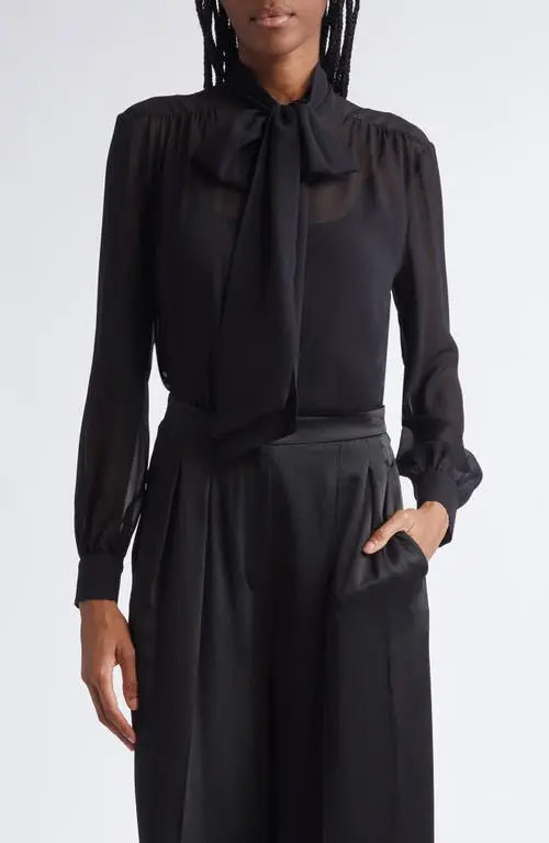 Michael Kors Tie-neck Silk Chiffon Blouse