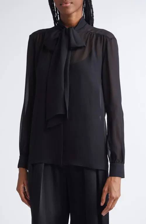 Michael Kors Tie-neck Silk Chiffon Blouse