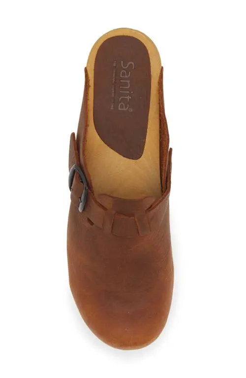 SANITA Maulo Leather Clogs - Chestnut