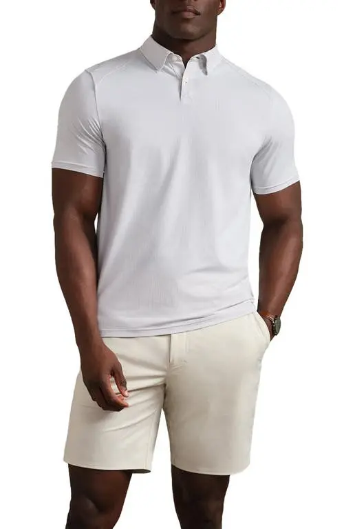 RHONE Commuter Slim Fit Performance Polo - Sleet Gray Micro Grid