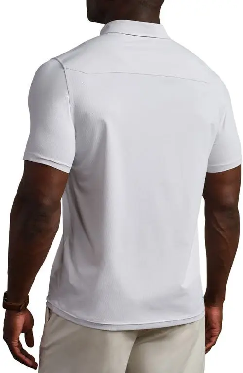 RHONE Commuter Slim Fit Performance Polo - Sleet Gray Micro Grid