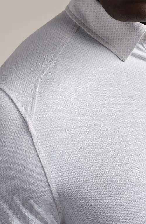RHONE Commuter Slim Fit Performance Polo - Sleet Gray Micro Grid