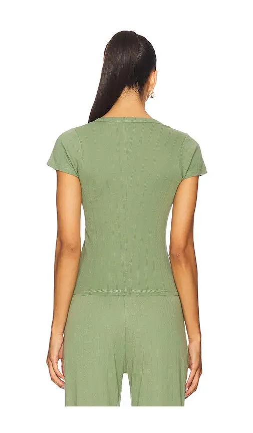 VIR VITA Scoop Pointelle Tee - Sage