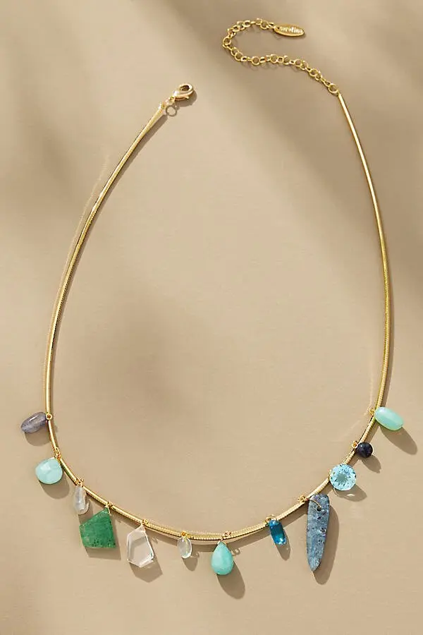 Anthropologie Stone Charm Collar Necklace In Turquoise - 26  display picture 2
