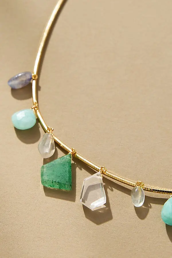 Anthropologie Stone Charm Collar Necklace In Turquoise - 26  display picture 3
