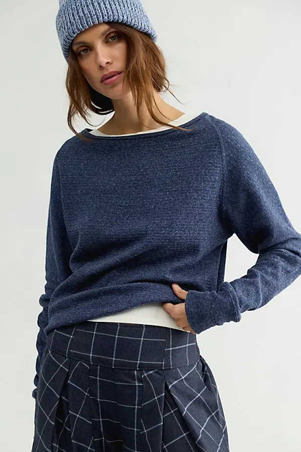 Free People Jess Long Sleeve - Blue Heather