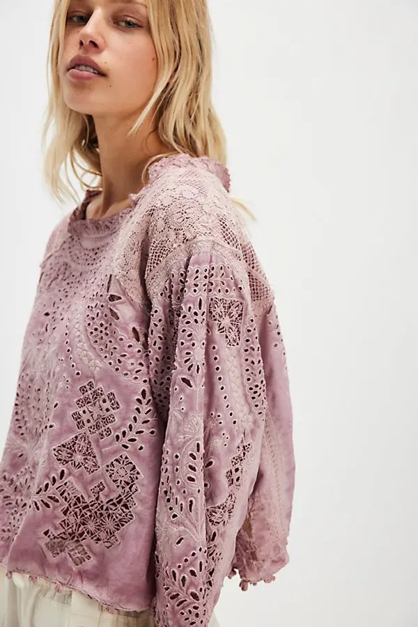 MAGNOLIA PEARL Eyelet Adelise Blouse - Pink