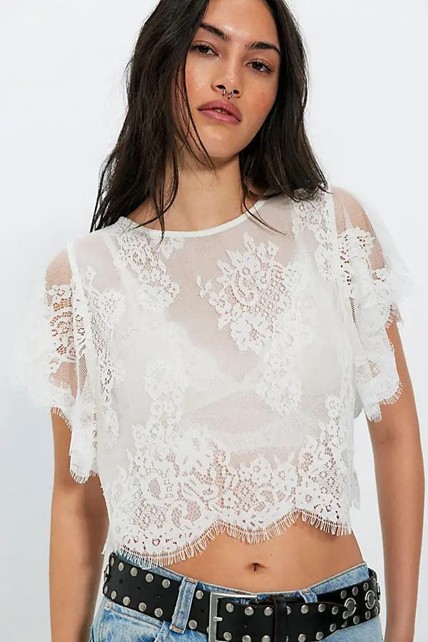 Free People Lace Top - Ivory