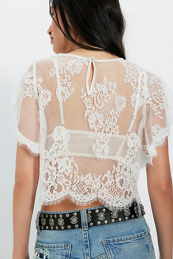 Free People Lace Top - Ivory