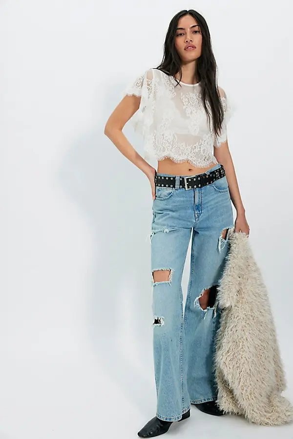 Free People Lace Top - Ivory