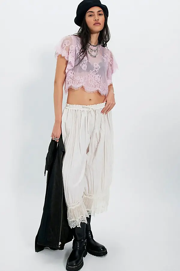 Free People Lunar Ash Lace Top