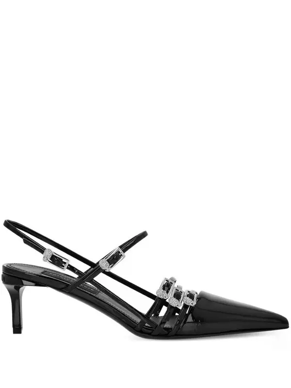 Philipp Plein Crystal Buckle Slingback Pumps