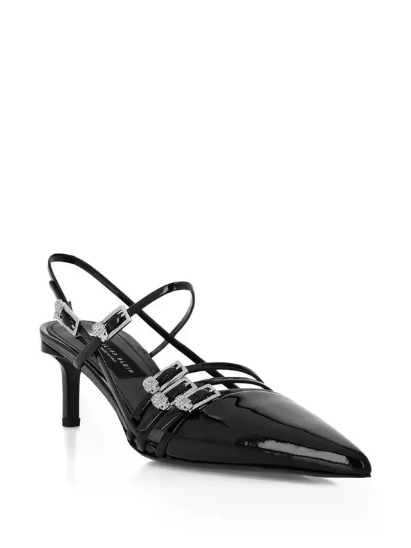 Philipp Plein Crystal Buckle Slingback Pumps