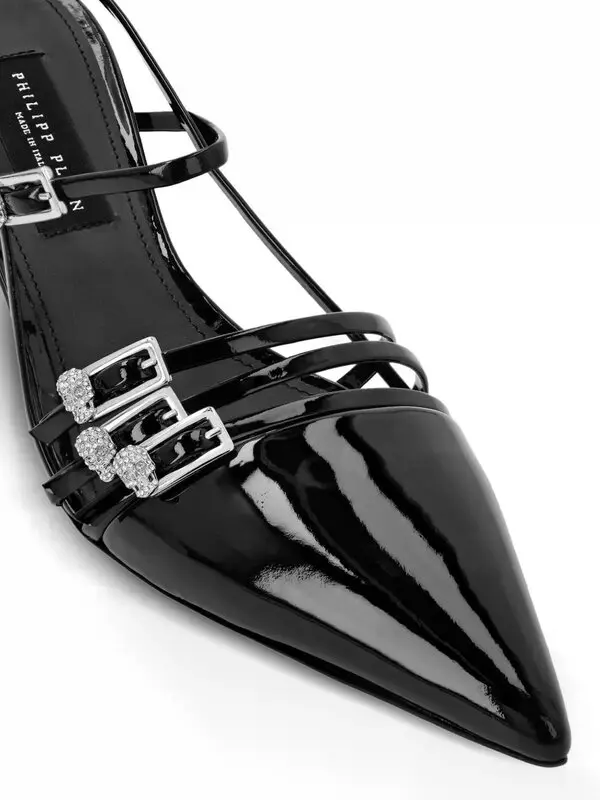 Philipp Plein Crystal Buckle Slingback Pumps