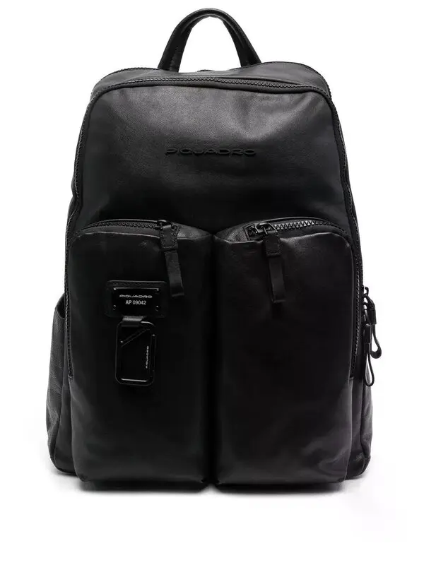 PIQUADRO De-bossed Logo Detail Backpack - Black