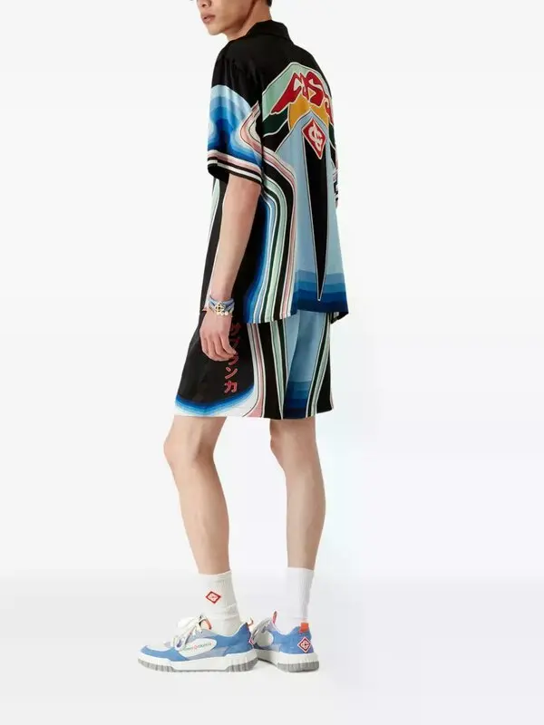 Casablanca Graphic Mountain Silk Shorts - Black