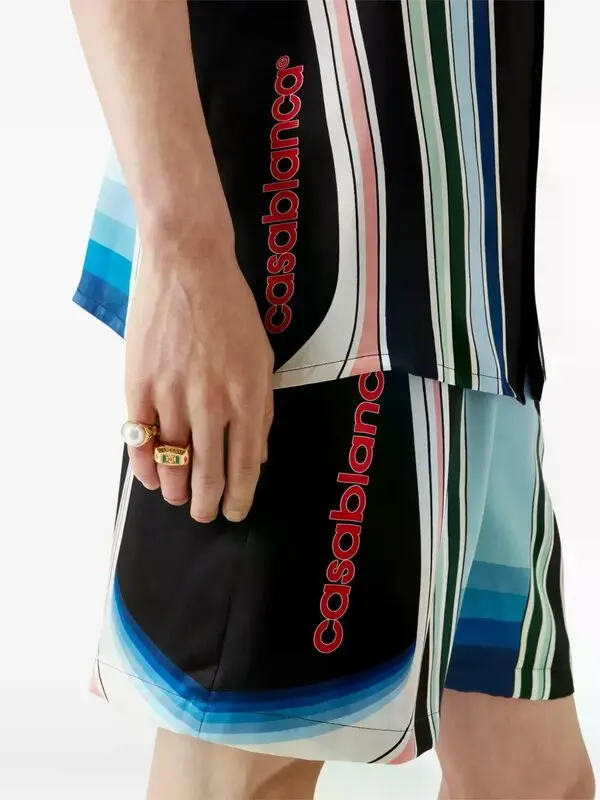 Casablanca Graphic Mountain Silk Shorts - Black