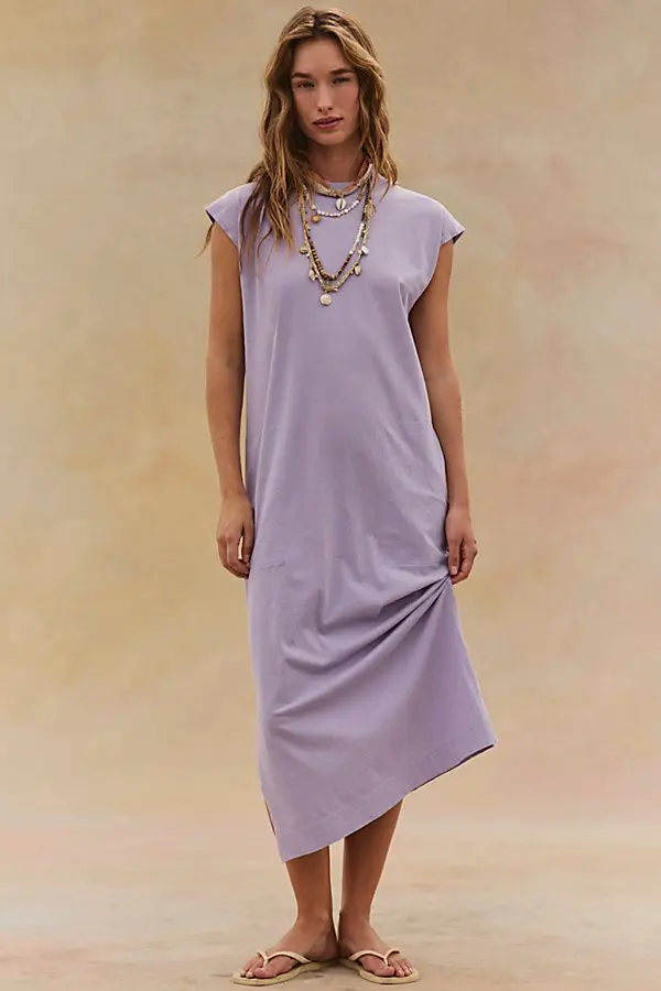 Free People All Day Long Midi Dress - Violet Heather