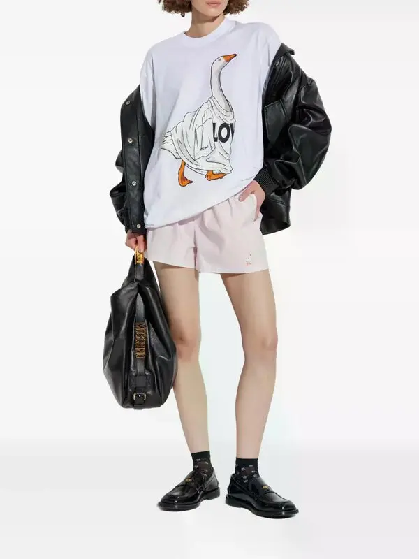 Moschino Goose-embroidered Cotton Shorts