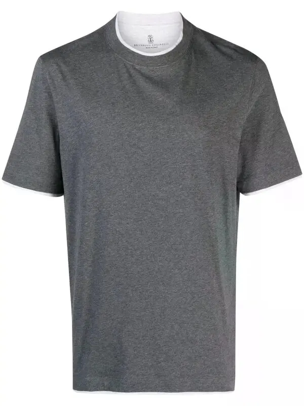 Brunello Cucinelli Layered-effect Cotton T-shirt - Grey